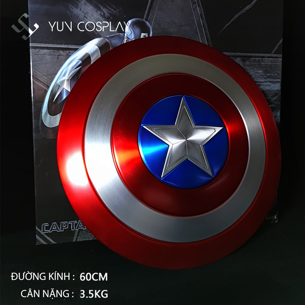 Khiên Captain America 1:1 kim loại sắt nguyên khối